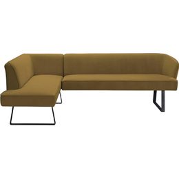 Eckbank, B:270cm H:83cm T:197cm, gelb, exxpo - SOFA FASHION, Esszimmer, Sitzb&auml;nke, "Americano", mit Keder und Metallf&uuml;&szlig;en, Bezug in verschiedenen