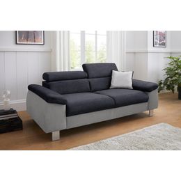 3-Sitzer COTTA, B:193cm T:104cm, grau, Microfaser PRIMABELLE (100% Polyester);Kunstleder SOFTLUX;Feinstruktur (100% Polyester);Kunstleder