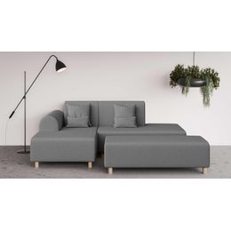 Ecksofa OTTO HOME, B:258cm H:85cm T:168cm, grau, 100% Polyester, Wohnzimmer, Sofas, "Suyala", L-Form mit Hocker