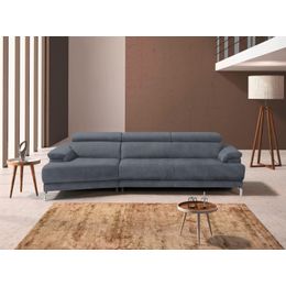 Ecksofa Egoitaliano, B:246cm H:99cm T:140cm, blau, Luxus-Micofaser Lederoptik (100% Polyester) ist ein neues technisches Gewebe mit einem visuellen
