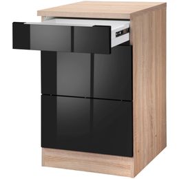 Unterschrank KOCHSTATION, B:50cm H:85cm T:60cm, schwarz, Holzwerkstoff, MDF, K&uuml;che, Schr&auml;nke, "KS-Brindisi", 50 cm breit