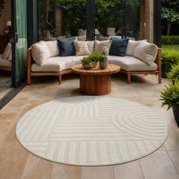 Teppich Sanat, H:6mm &Oslash;:200cm, beige, Kunstfaser, Wohnzimmer, Teppiche, "Berlin", In -und Outdoor geeignet, Au&szlig;enbereich,Terasse, Balkon, modern