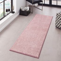 Teppich Hanse Home, B:80cm H:13mm L:400cm, rosa, Kunstfaser, Wohnzimmer, Teppiche, "Pure 100 Kurzflor", Kurzflor, uni, umkettelt, L&auml;ufer, Wohnzimmer,