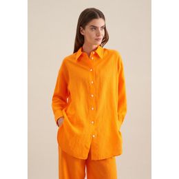 Seidensticker Damen Longbluse "Schwarze Rose", orange, Gr. 36, unifarben, 100% Leinen, Blusen, Langarm Kragen Uni