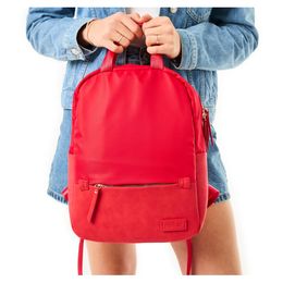 Rieker Damen Cityrucksack, rot, Lederimitat, Textil, unifarben, Rucks&auml;cke, Freizeitrucksack mit verstellbaren Schulterriemen