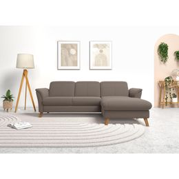 Sit & More Ecksofa SIT & MORE, B:245cm H:91cm T:178cm, grau, 90% Polyester 10%Polyamid, Wohnzimmer, Sofas, "Romero L-Form", wahlweise mit oder ohne