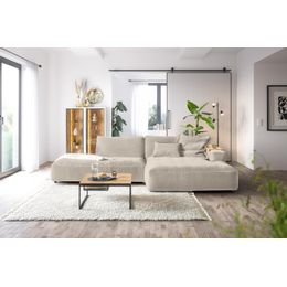 Ecksofa Musterring, B:330cm H:81cm T:190cm, beige, 100% Polyester, Wohnzimmer, Sofas, "Lucia", verschiedene Farben, gro&szlig;er Longchair mit Armlehne,