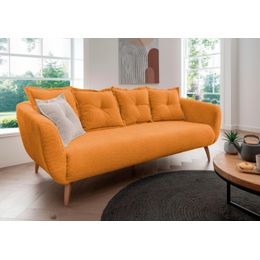 3-Sitzer Home Affaire, B:236cm H:80cm T:103cm, gold, 100% Polyester, Sofas, "Baggio modern und romantisches Design, bequem", Zierkissen inklusive