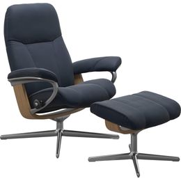 stressless Relaxsessel "Consul" Set, Relaxsessel mit Hocker, mit Hocker, mit Cross Base, Gr&ouml;&szlig;e S, M & L, Holzakzent Eiche