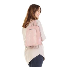 CLUTY Damen Cityrucksack, rosa, Leder, Rindsleder, Rucks&auml;cke, echt Leder, Made in Italy
