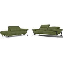 Egoitaliano Sofa "Anais, Design mit hohem Sitzkomfort, Fußfarbe schattengrau", Luxus-Microfaser, Ottomane Armlehne rechts, grün, Sofas, Set, Kopfteil