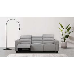 3-Sitzer Home Affaire, B:224cm H:97cm T:100cm, grau, Sofas, "Carpari, 224cm, manuelle od. elektrische Relaxfunktion in 2 Sitzen", mit USB-A/C,