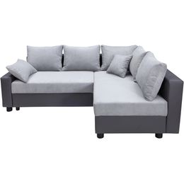 Ecksofa Collection AB, B:224cm H:42cm T:161cm, grau, 100%Polyester, Wohnzimmer, Sofas, "Parma L-Form", mit Schlaffunktion und Bettkasten, inklusive