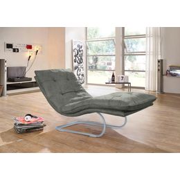 Relaxliege W.Schillig, B:75cm H:91cm T:170cm, grau, Stoff S37 (100% Polyester), Wohnzimmer, Sofas, "daily dreams", in Waffelkissen-Optik, wahlweise