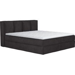 Boxspringbett, B:190cm L:230cm, schwarz, LeGer Home by Lena Gercke, 100% Polyester, Komplettbetten, "Addyson", Boxspringbett inkl. Topper, 2 Matratzen