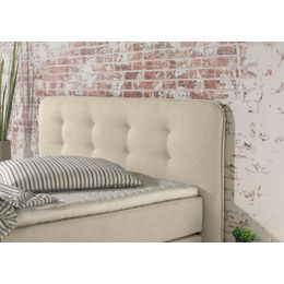 Boxspringbett Home Affaire, B:182cm L:210cm, beige, Struktur fein (100% Polyester), Komplettbetten, "Cecina", in 5 Breiten, 3 Ausf&uuml;hrungen, 2