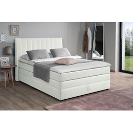 Boxspringbett Alina, B:131cm L:212cm, wei&szlig;, Kunstleder TLS, Jugendzimmer, Komplettbetten, "Marvin", inklusive Bettkasten und Topper, in diversen