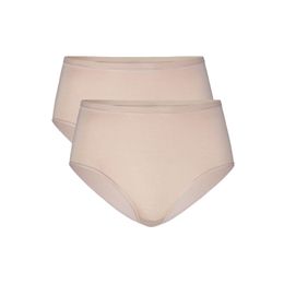 Calida Damen Slip "Slip Natural Comfort High Waist 2er Pack", Gr. XS, beige, Obermaterial: 92% Baumwolle CO. 8% Elasthan EL., Unterhosen