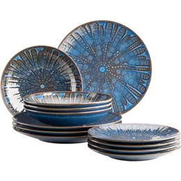 Mäser MÄSER Tafelservice "AQUAMARINE, Geschirr-Set, Steinzeug", 12 Stk.blau, Geschirr-Sets