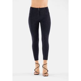 Freddy Damen 7/8-Hose "WRUP REGULAR HIGH SUPERSKINNY 7/8", schwarz, Gr. XL, animal-print, Web, Obermaterial: 80% Baumwolle, 20% Elasthan, Hosen, mit