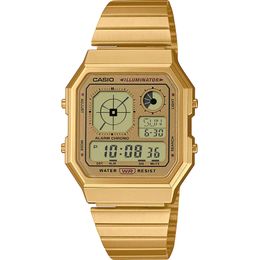 CASIO VINTAGE Damen Chronograph, gold, Armbanduhren, Quarzuhr, Armbanduhr, Damenuhr, Herrenuhr, Edelstahlarmband, digital