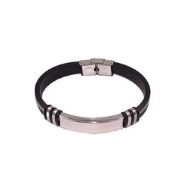 Firetti Herren Edelstahlarmband "Schmuck Geschenk ID-Armband- Optik", 20cm, Edelstahl Kautschuk Silikon, schwarz, Edelstahl, Kautschuk, Silikon,