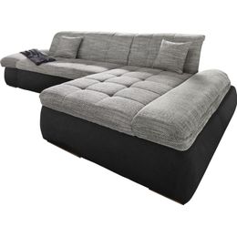 Ecksofa DOMO collection, B:300cm H:80cm T:172cm, schwarz, Kunstleder SOFTLUX / Struktur (90% Polyester, 10% Polyacryl);Zierkissen: Struktur (90%