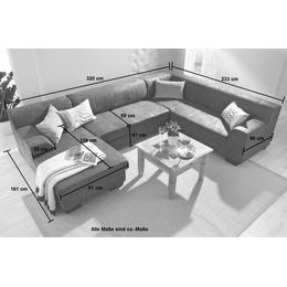 Wohnlandschaft Home Affaire, B:320cm H:77cm T:90cm, braun, Luxus-Microfaser (100% Polyester);Microfaser PRIMABELLE (100% Polyester);Microfaser in