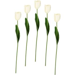 Kunstblume I.GE.A., B:4cm H:67cm L:4cm, wei&szlig;, Kunstpflanzen, "Real Touch Tulpen", 5er Set k&uuml;nstliche Tulpenknospen, Kunstblumen, Stielblume