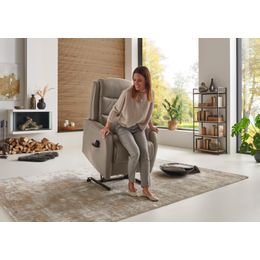 Sessel Hukla, B:78cm H:108cm T:90cm, grau, Wohnzimmer, Sessel, "HU-RV15038", Wahlweise 1- oder 2-motorische Verstellung, inkl. Aufstehhilfe