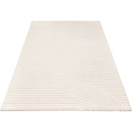 Teppich Paco Home, B:160cm H:13mm L:220cm, beige, Polyester, Wohnzimmer, Teppiche, "Luzern 651", Kurzflor, Uni Farben, Hoch-Tief-Struktur, Scandi