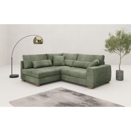 Ecksofa MR. COUCH, B:227cm H:68cm T:190cm, grün, Dolce (100% Polyester), Wohnzimmer, Sofas, "Hilla L-Form", Mit Federkern, wahlweise mit Bettfunktion