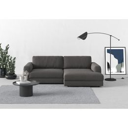 Ecksofa Trendmanufaktur, B:250cm H:84cm T:176cm, grau, 100% Polyester, Wohnzimmer, Sofas, "Bourbon", mit extra hohem Sitzkomfort, auch in Cord