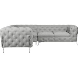 Chesterfield-Sofa Home Affaire, B:264cm H:75cm T:204cm, silber, Struktur (100% Polyester);Samtoptik (100% Polyester), Sofas, "Amaury L-Form", moderne