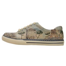 DOGO Damen Sneaker "Classic Schn&uuml;rsneaker All Roads Lead To Rome Damen Sneaker", Gr. 36, beige, Lederimitat, Schuhe, Handgefertigt