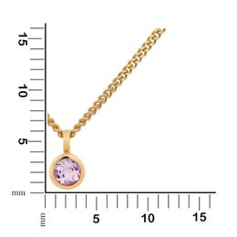 OROLINO Damen Kette mit Anh&auml;nger "Gold 585 mit pinkem Amethyst 5mm", 42/45cm, Gold, L: 45 B: 6mm, gelb, Gold, B:6mm, Halsketten