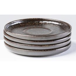GIPFELST&Uuml;CK Untertasse "Glockenklang", 14,5cm, braun, Speiseteller, Scandi-Style, gl&auml;nzende Reaktivglasur, jedes St&uuml;ck ein Unikat