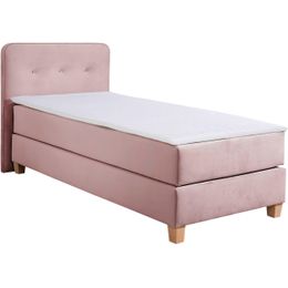 Boxspringbett Home Affaire, B:103cm L:207cm, lila, Struktur fein (100% Polyester);Samtstoff (100% Polyester), Komplettbetten, "Fargo", inkl. Topper,