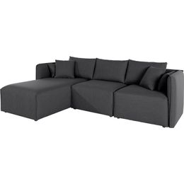 Ecksofa OTTO HOME, B:262cm H:74cm T:172cm, grau, Samtoptik (100% Polyester);Struktur (100% Polypropylene);Webstoff (100% Polyester);Struktur fein