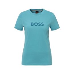 BOSS Orange Damen T-Shirt "C_Elogo_5", blau, Gr. XS, unifarben, Jersey, Obermaterial: 100% Baumwolle, Shirts, mit BOSS-Schriftzug