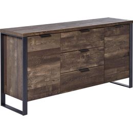 Sideboard Jahnke, B:150cm H:76,2cm T:39,5cm, braun, Holzwerkstoff, Wohnzimmer, Sideboards, "LOOP SB 150", mit 2 Türen + 3 Schubladen, Breite ca. 150