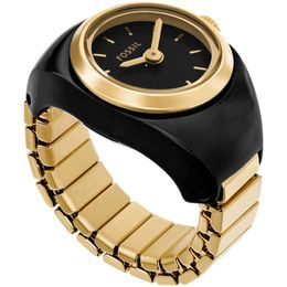 Fossil Damen Uhrenring "WATCH RING", gold, Armbanduhren, Quarzuhr, Damenuhr, analog, Flexband, Zugband