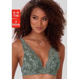 Petite Fleur Damen Push-up-BH, Gr. 70, grün, Spitze, Obermaterial: 60% Polyamid, 35% Polyester, 5% Elasthan, BHs, in High Apex Schnittform, Dessous