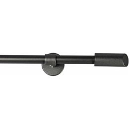 Gardinenstange Garesa, L:320cm &Oslash;:16mm, grau, Holzwerkstoff, Metall, Gardinenstangen, "ZYLI", Vorhanggarnitur, verl&auml;ngerbar, Knopf abgeschr&auml;gt, ohne
