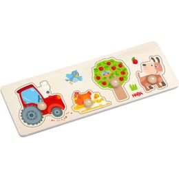 Haba Kinder Steckpuzzle "Bauernhof", bunt, Holz, B:10cm H:2,2cm T:30cm, Puzzles