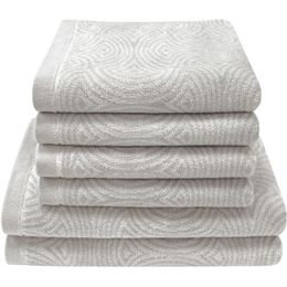 Handtuch Set Dyckhoff, silber, Walkfrottier, Obermaterial: 100% Baumwolle, Handtuch-Sets, "Landscape", 4 Handt&uuml;cher (50x100cm), 2 Duscht&uuml;cher