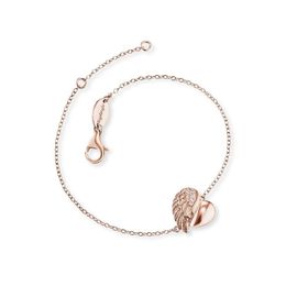 Engelsrufer Damen Silberarmband "Little magic ARMBAND HERZFLÜGEL ROSÈ PLATED", 19cm, Silber 925 (Sterlingsilber), rosa, Silber 925 (Sterlingsilber),