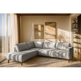 Ecksofa Home Affaire, B:260cm H:83cm T:200cm, grau, 90% PES; 10% NY, Wohnzimmer, Sofas, "Fumone, Lederoptik oder Soft-Touch Chenille", Breite 260,