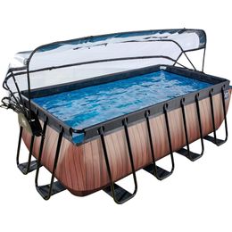 Framepool EXIT, B:200cm H:122cm L:400cm, braun, Schwimmbecken, "inkl. multifunktionaler Poolabdeckung & Wärmepumpe", BxLxH: 200x400x122 cm, mit