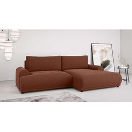 Ecksofa Home Affaire, B:242,2cm H:65cm T:145,5cm, rot, 100% Polyester, Wohnzimmer, Sofas, "Marsby, mit Bettfunktion und Bettkasten, Maße: B/H/T